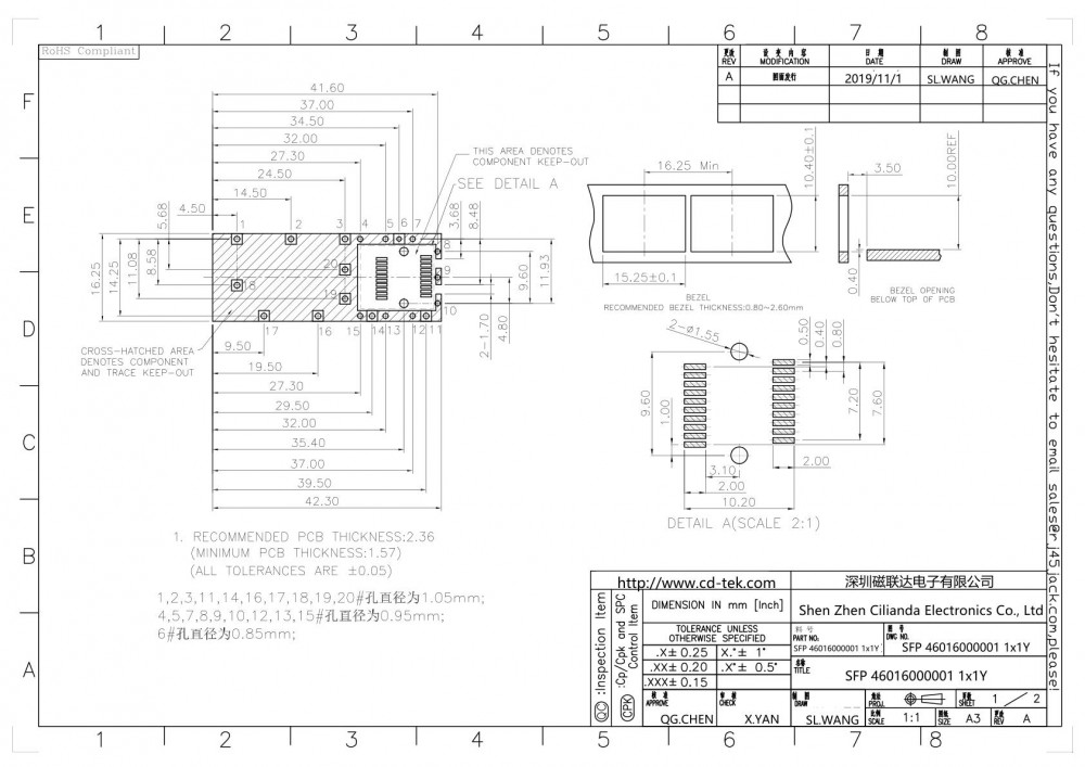 CND-tek SFP 46016000001 1x1Y technical drawing page 2