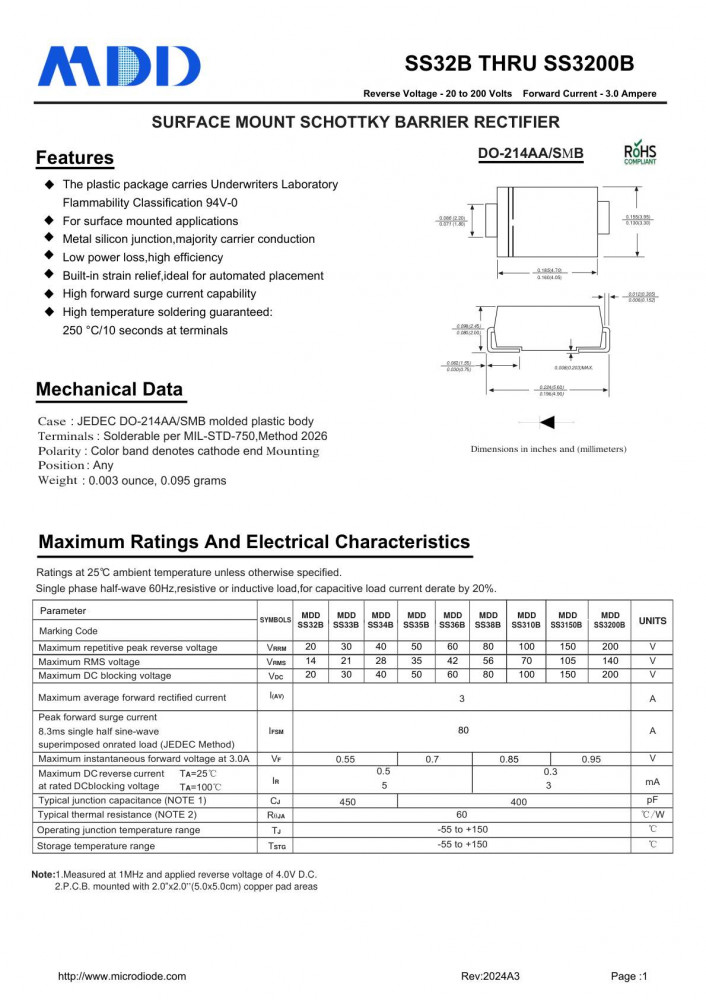 SS310B datasheet page 1 preview