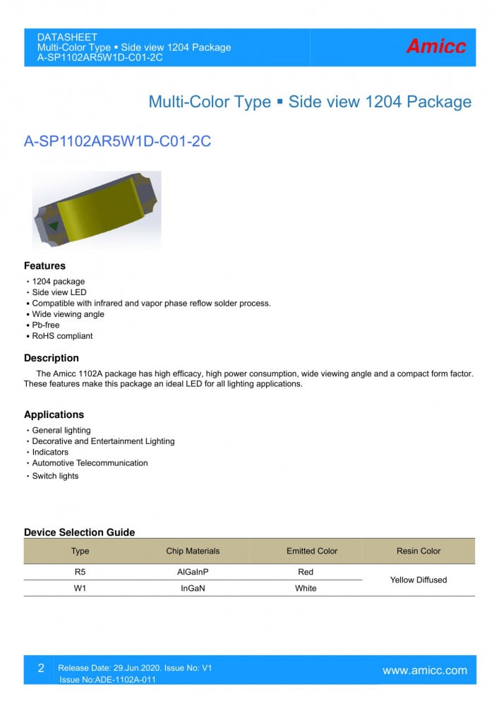 A-SP1102AR5W1D-C01-2C datasheet page 2