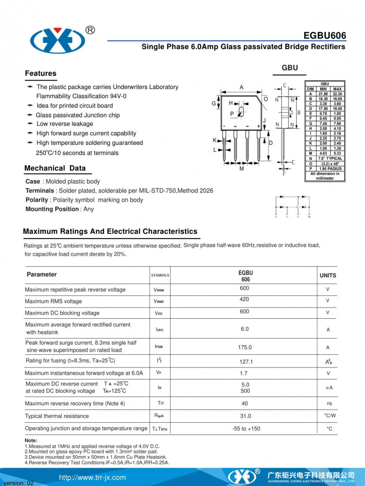 EGBU606 datasheet page 1
