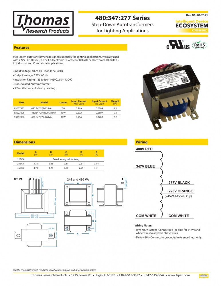 LEA NETWORKS lighting autotransformer technical document image