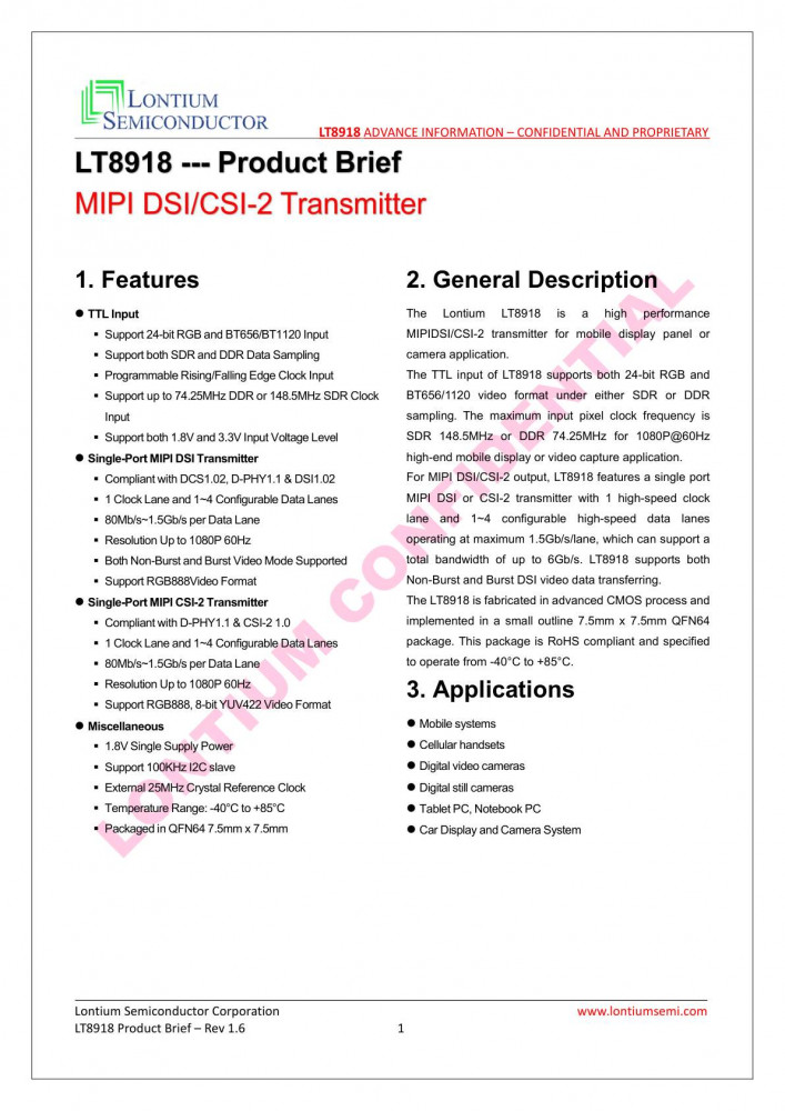 LT8918 technical document page 1
