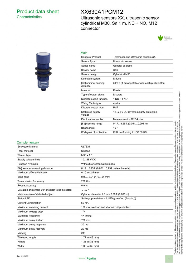XX630A1PCM12 technical document page 1