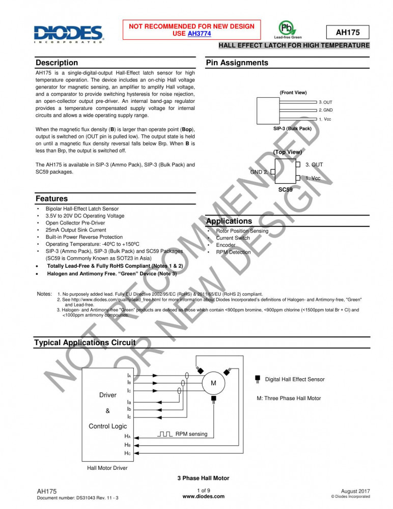 AH175 datasheet page 1