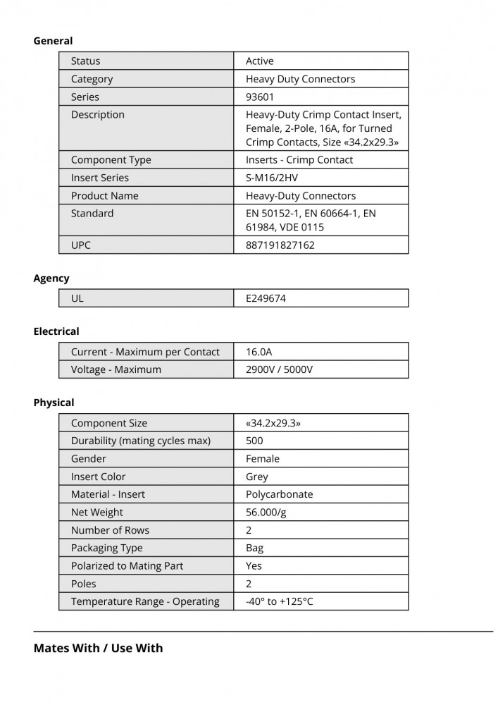 MOLEX 936010516 product document, page 2
