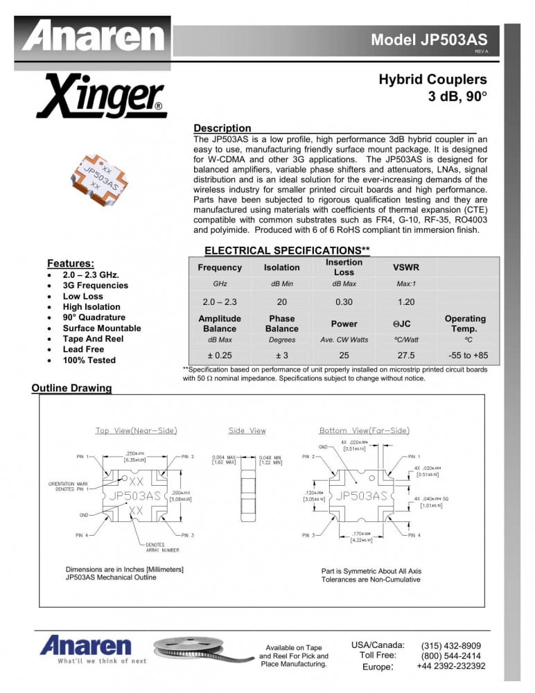 JP503AS datasheet page 1