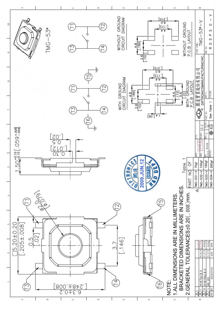 TMG-533-S-V-T/R technical document page 2