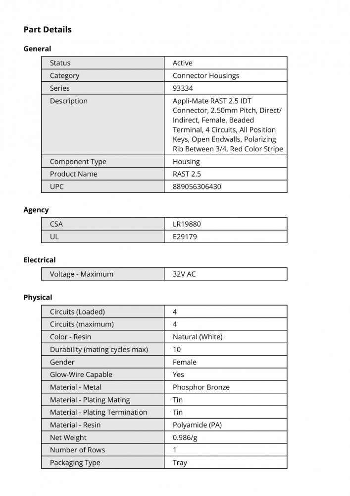 Technical document image 2 for MOLEX 933340544