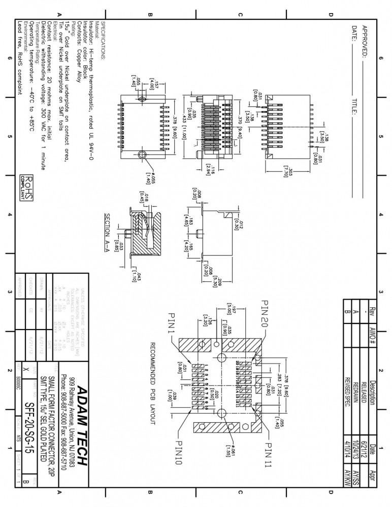 ADAM TECH SFF-20-SG-15 product drawing preview