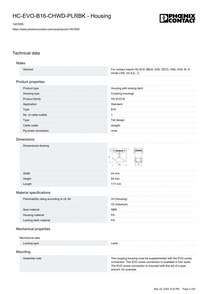Phoenix Contact 1407655 technical document page 2