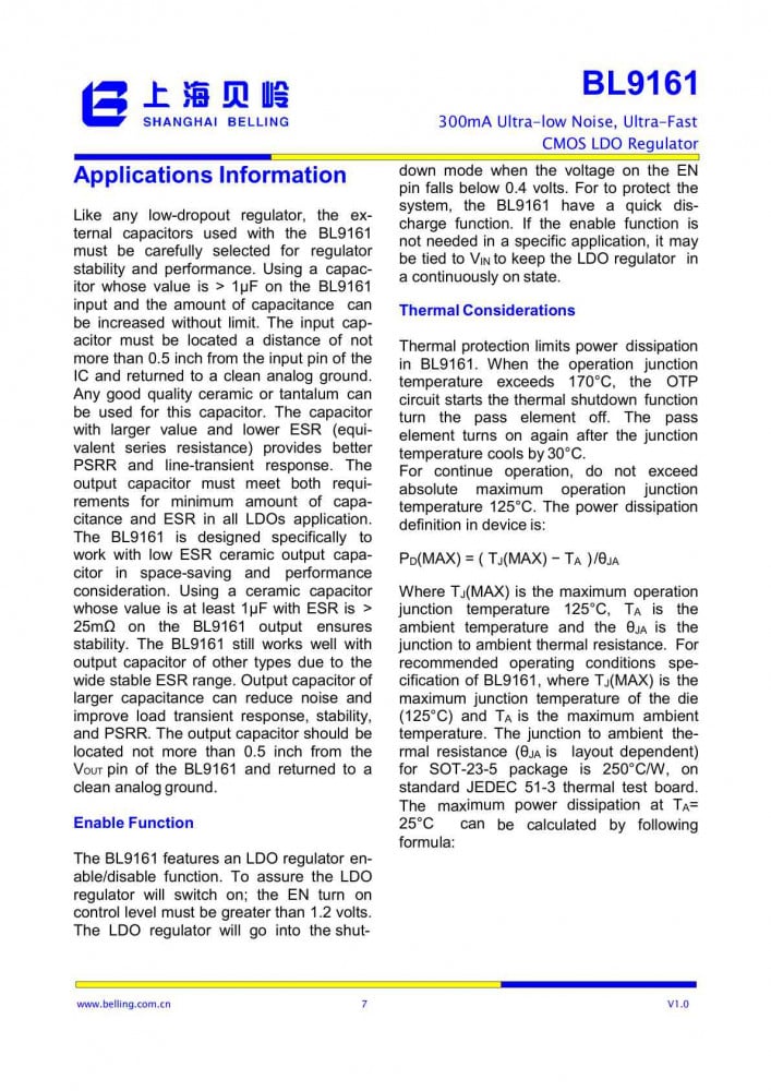 BL9161 datasheet page 7