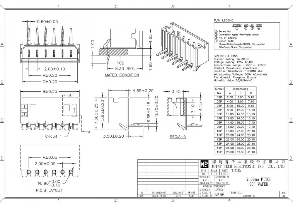 Joint Tech Elec A2002 series technical document preview