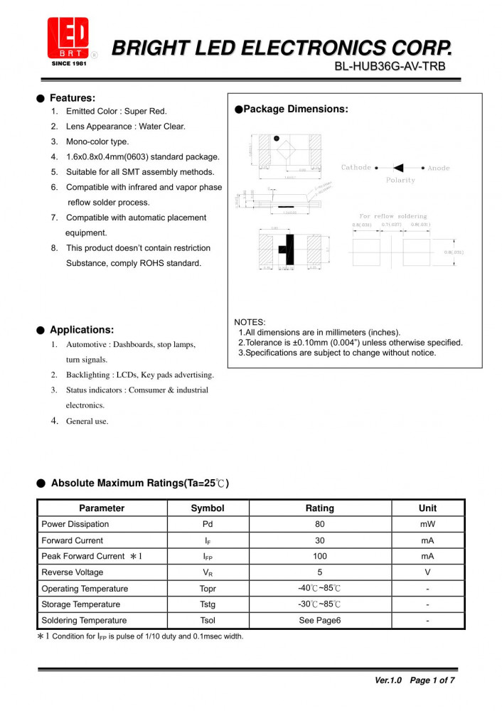 BL-HUB36G-AV-TRB datasheet page 1
