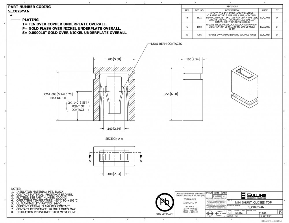 SPC02SYAN mini shunt product drawing