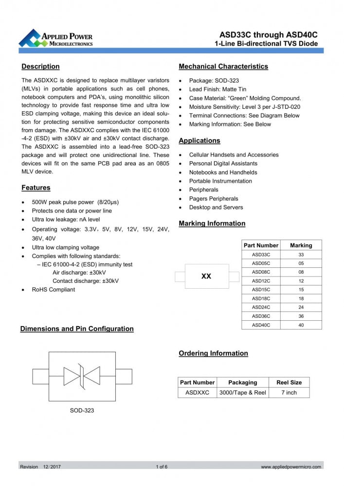 ASD40C datasheet page 1