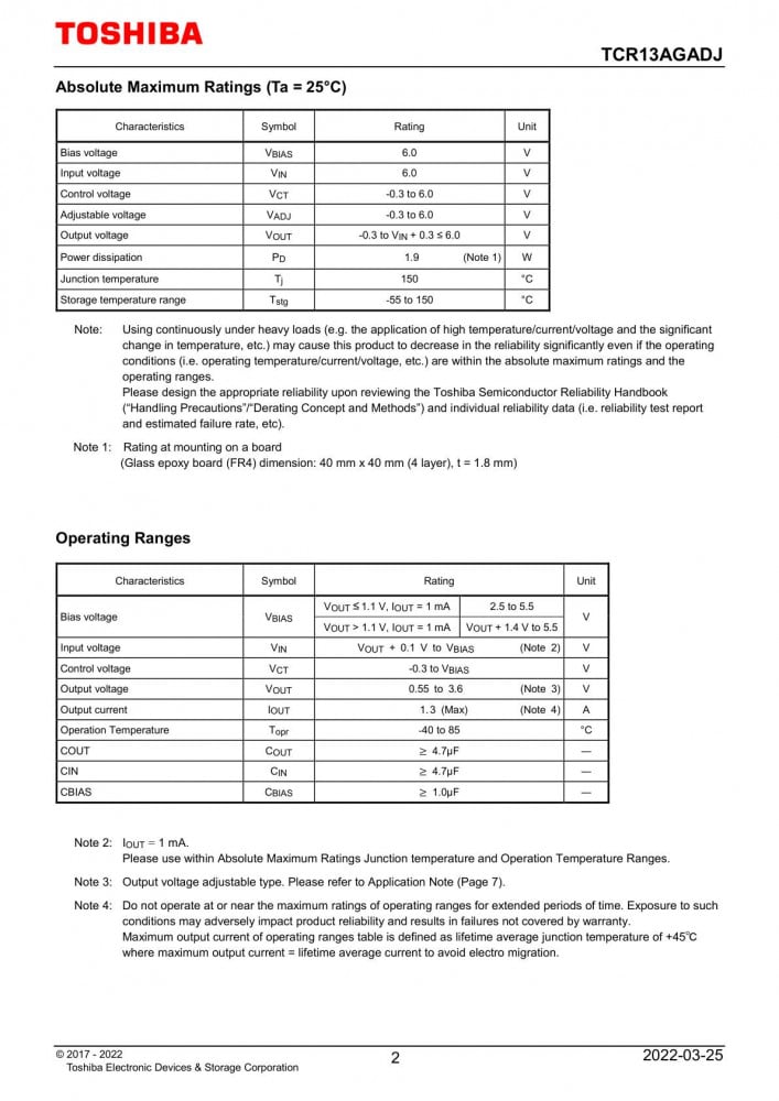 TCR13AGADJ datasheet page 2