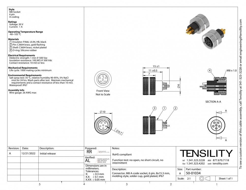 Tensility International 50-01034 product drawing