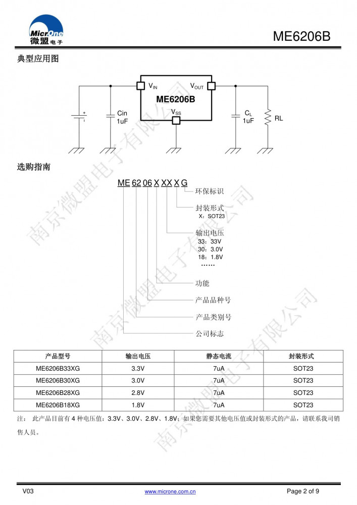 ME6206B datasheet page 2