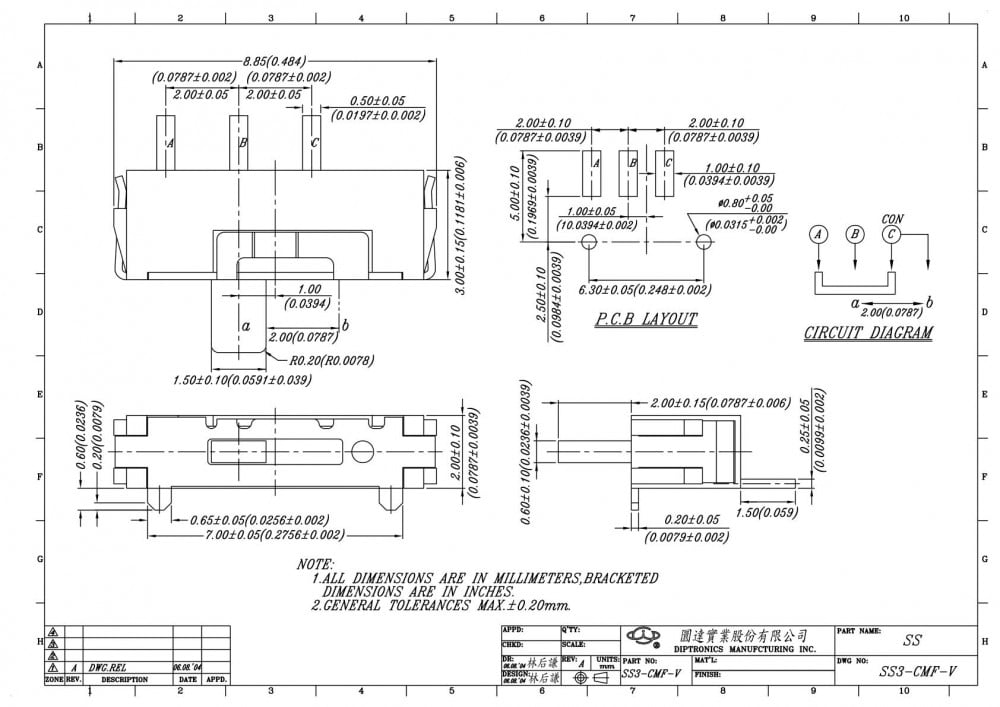 Diptronics SS3-CMF-V-T/R product documentation