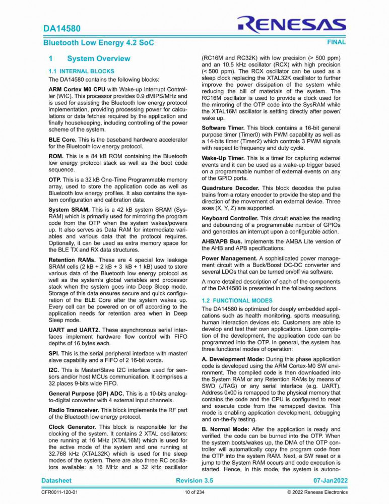 DA14580 datasheet page 10