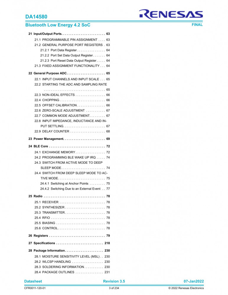 DA14580 datasheet page 3