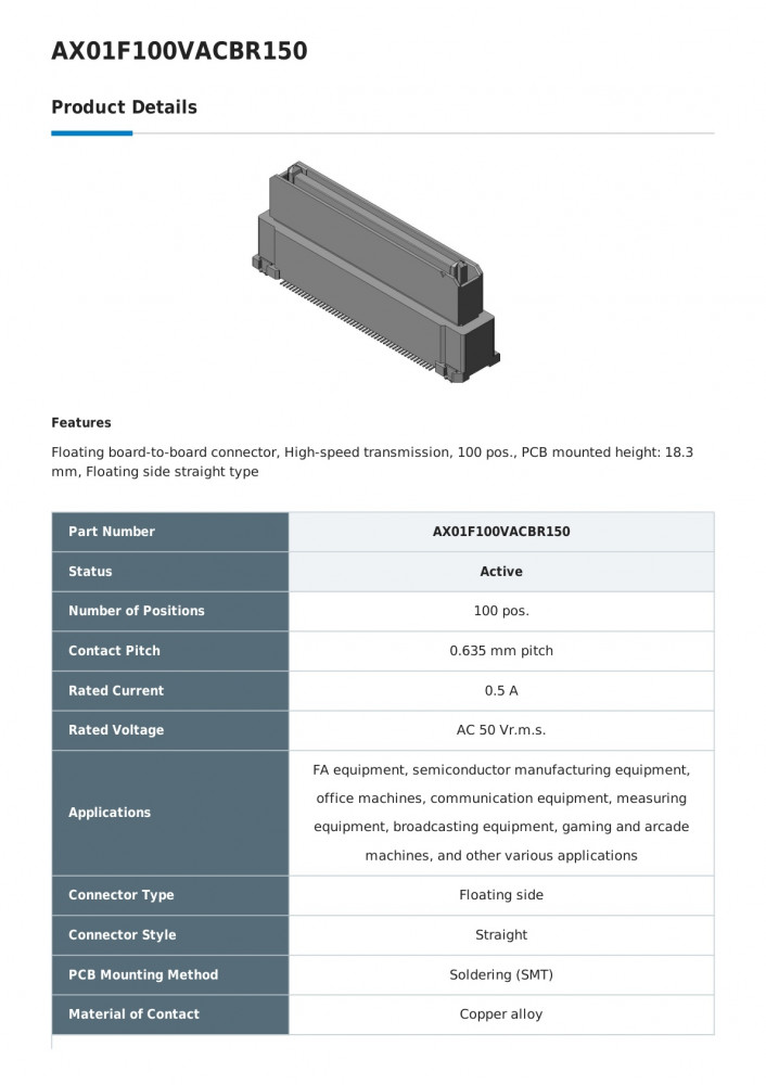 AX01F100VACBR150 technical document page 1