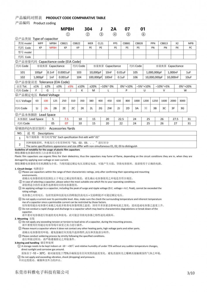 KYET MPBH304J2A0701 specification page 3