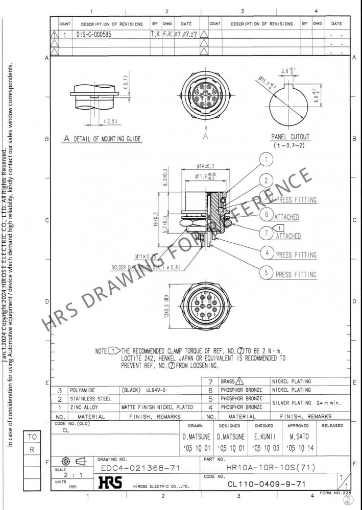 HRS HR10A-10R-10S(71) technical document page