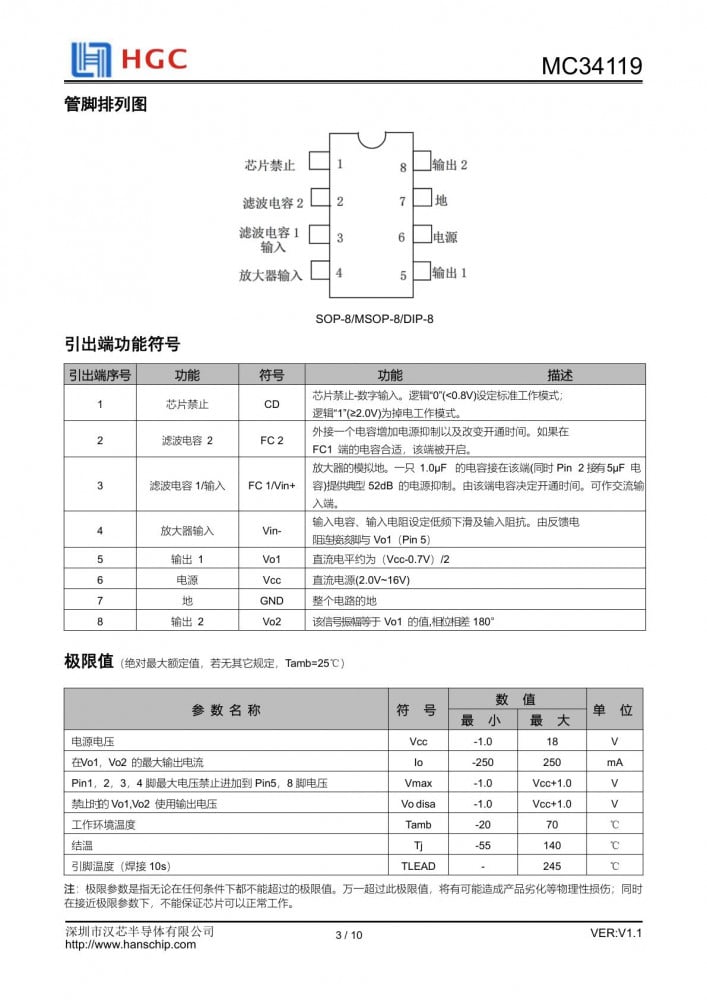 MC34119DRG datasheet page 3