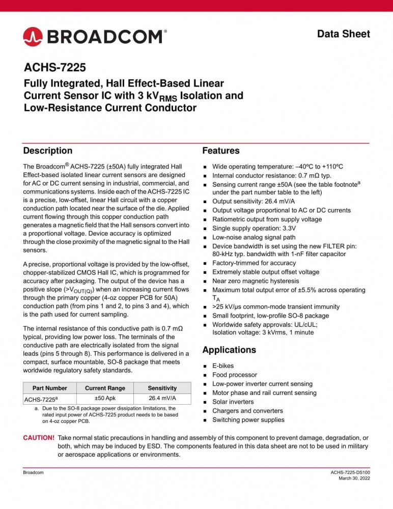 ACHS-7225 datasheet page 1