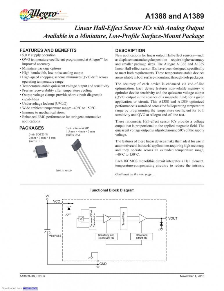 A1389 datasheet page 1