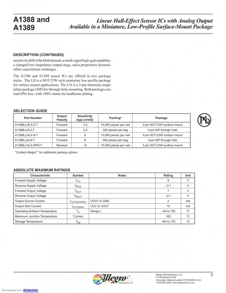 A1389 datasheet page 2
