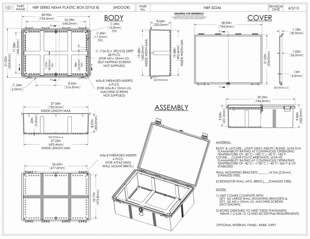 NBF-32246 enclosure technical drawing reference