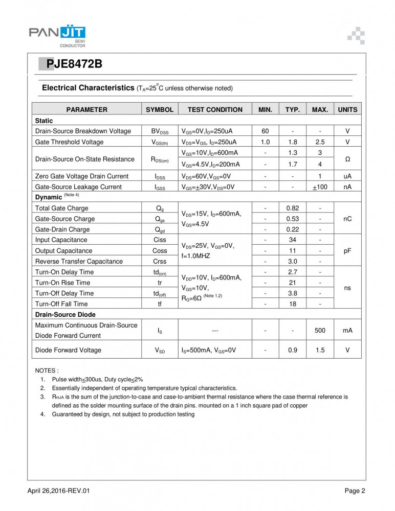 PJE8472B datasheet page 2