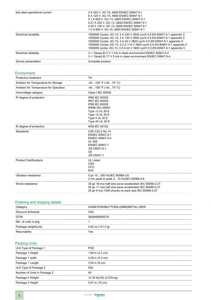 XB4FJ53 technical document page 2