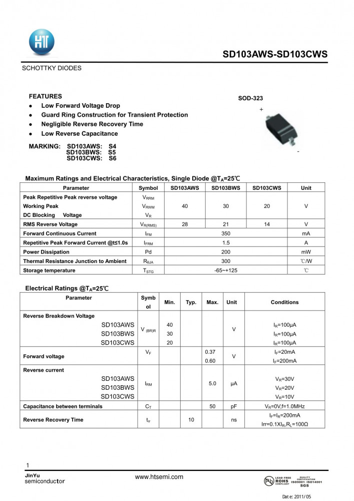 SD103AWS datasheet page 1