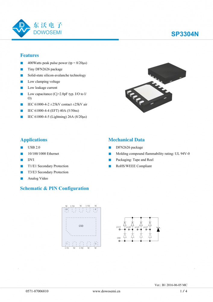 SP3304N datasheet page 1