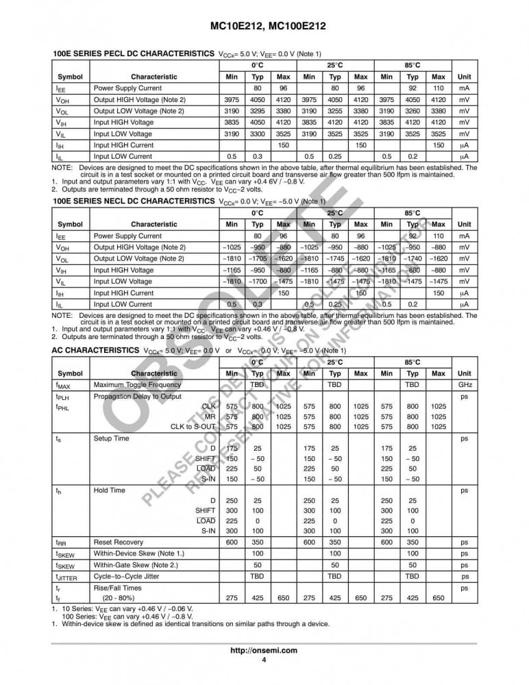 MC10E212FN datasheet page 4
