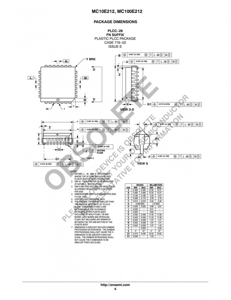 MC10E212FN datasheet page 6