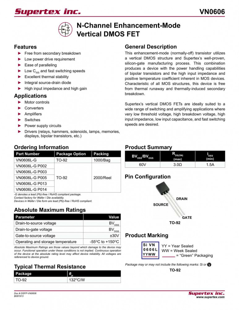 VN0606L-G datasheet page 1