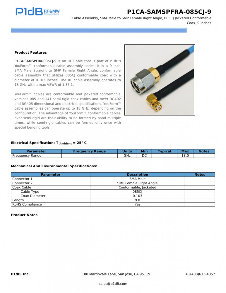 P1CA-SAMSPFRA-085CJ-9 product documentation image
