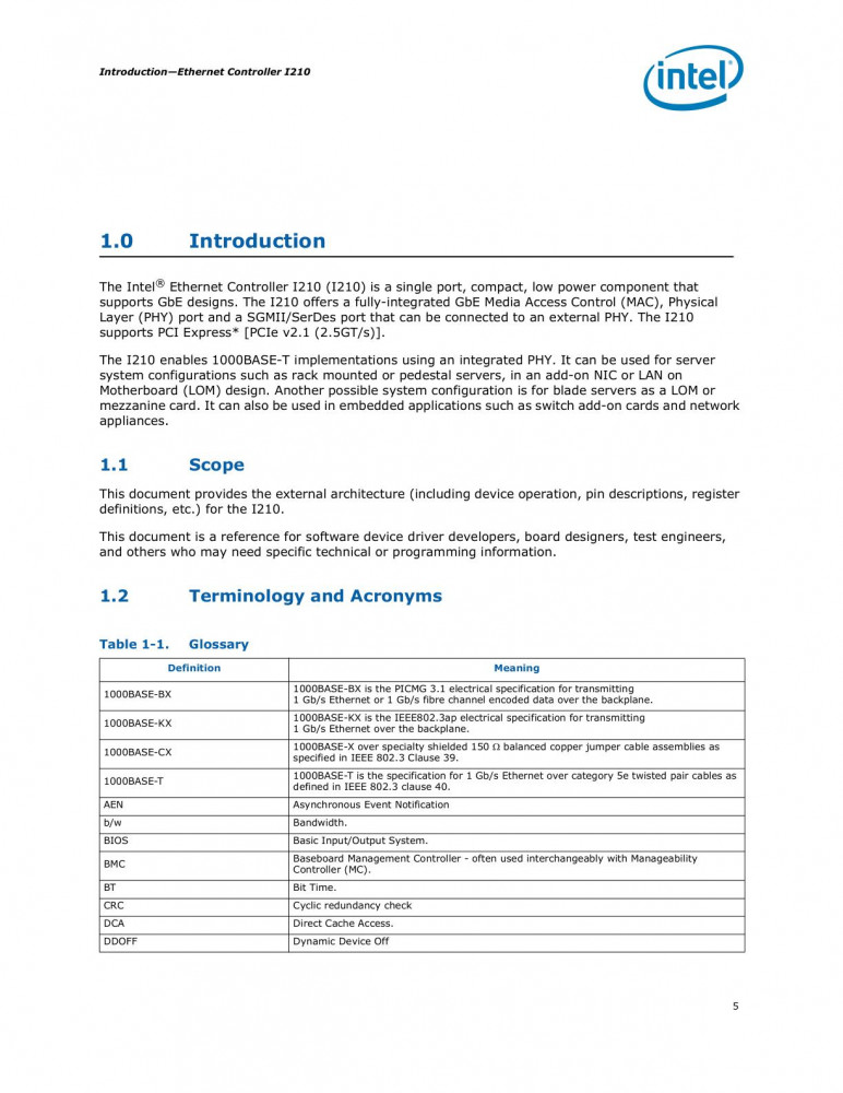 Intel I210 datasheet page 5