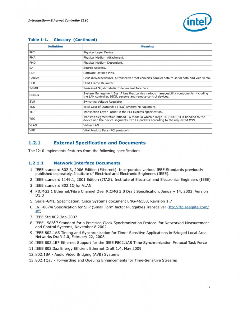Intel I210 datasheet page 7