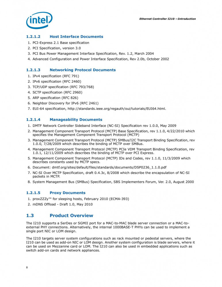 Intel I210 datasheet page 8