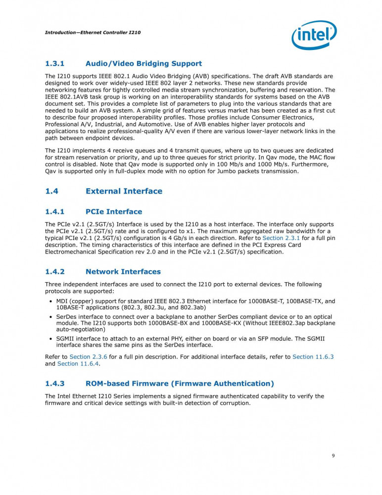 Intel I210 datasheet page 9