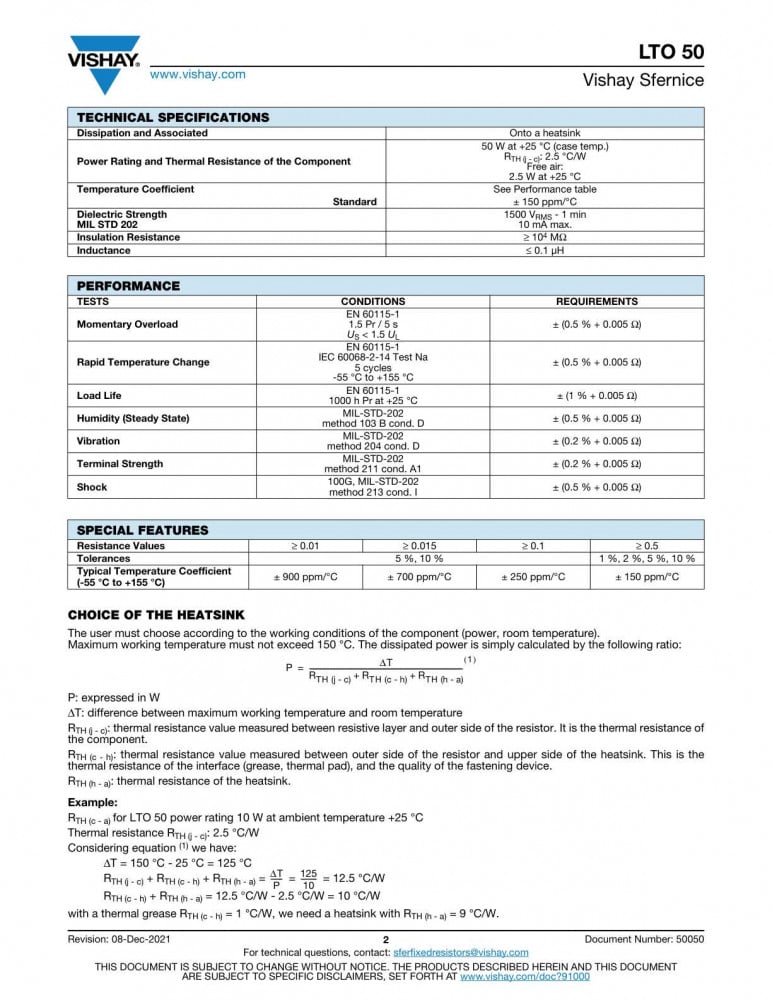 LTO050F10R00FTE3 datasheet page 2
