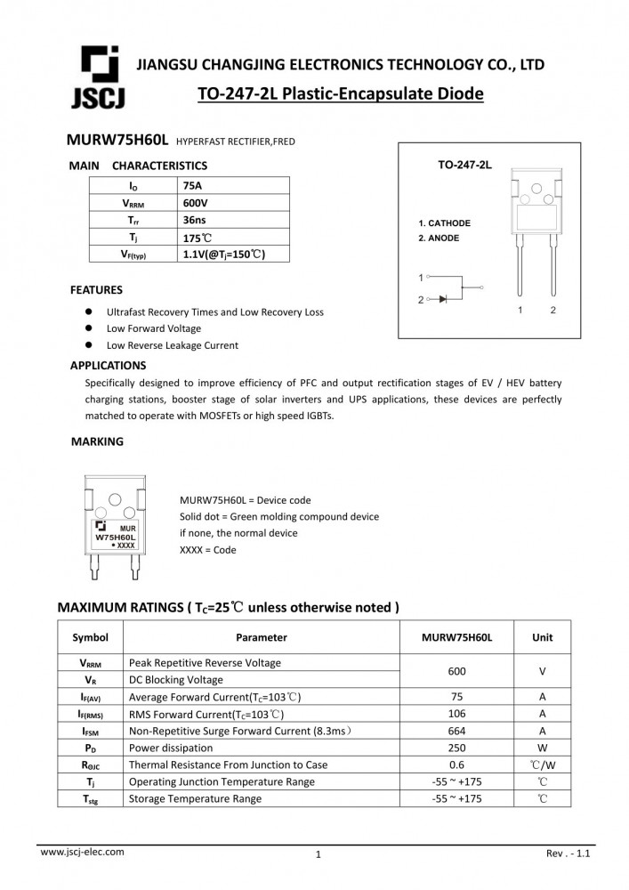 MURW75H60L datasheet page 1