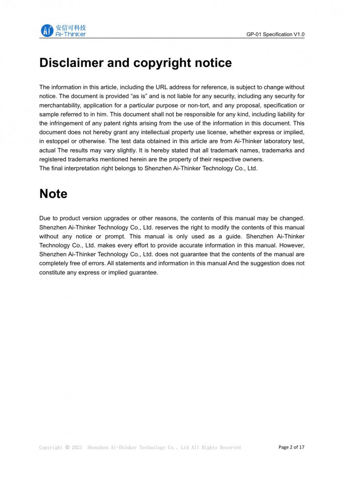 GP-01 specification document page 2