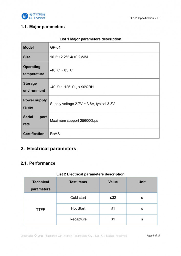 GP-01 specification document page 6
