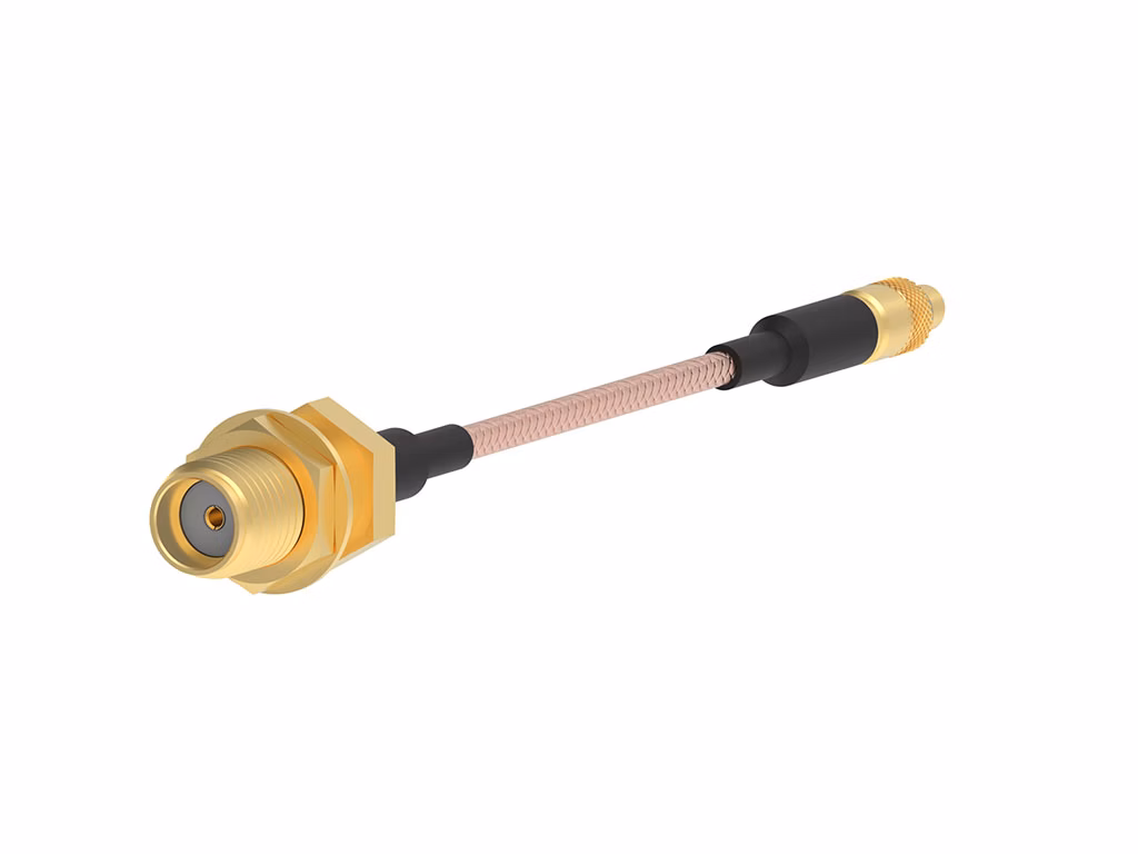 MMCX Straight Plug to SMA Straight Bulkhead Jack on RG-178 Cable, 457.20mm Length, 50 Ohms
